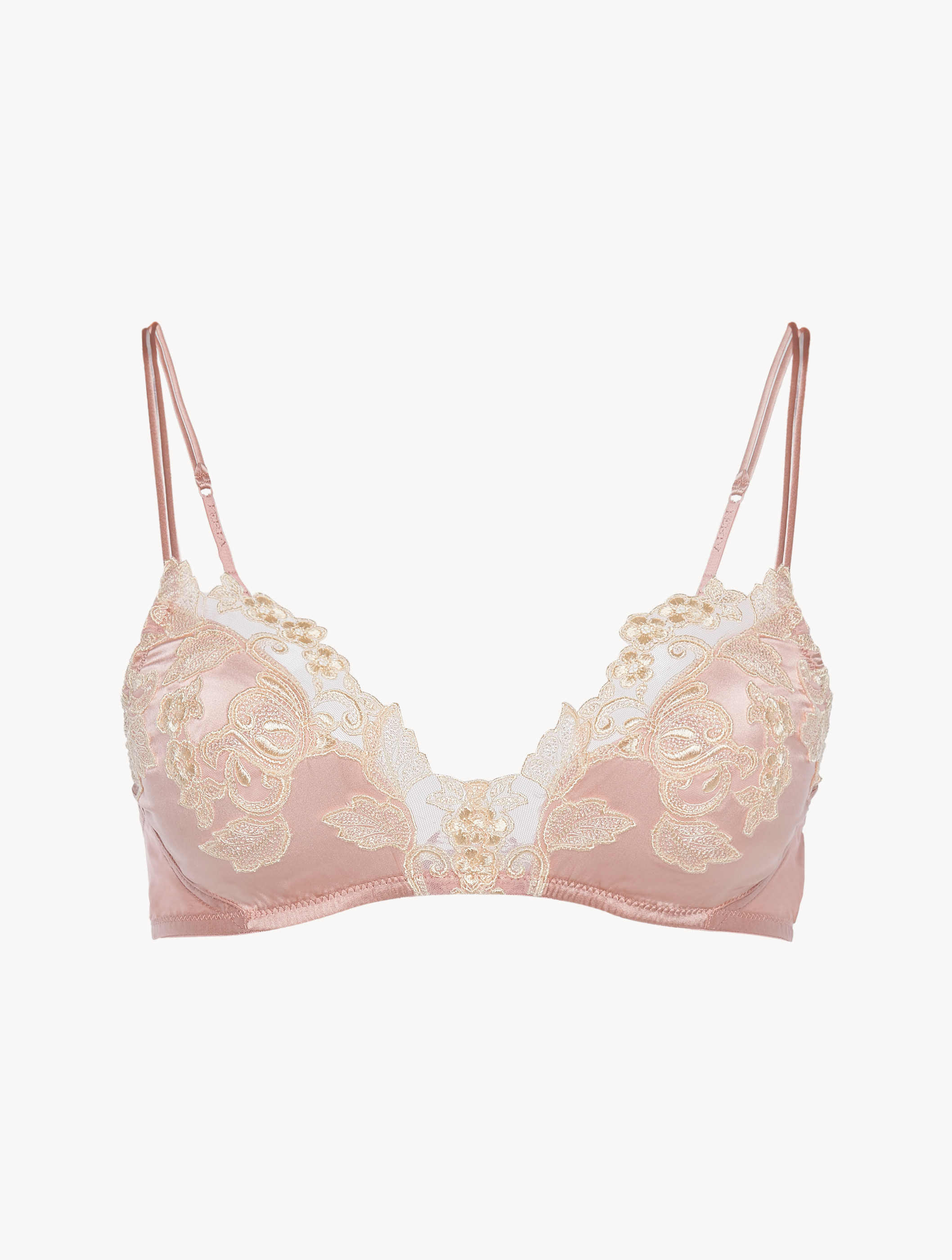Luxury Silk Triangle Bra in Powder Pink with Frastaglio | La Perla