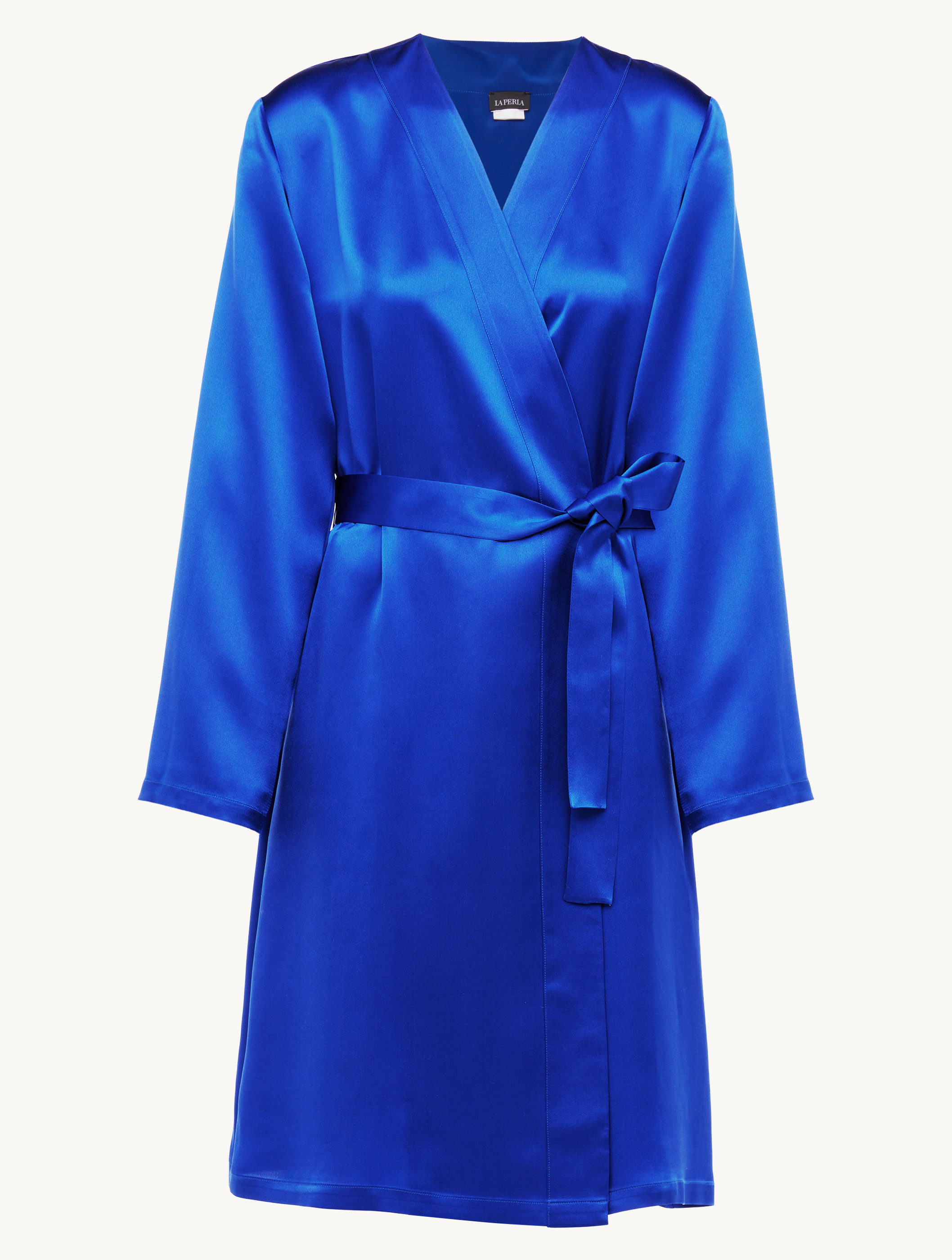 Silk short robe in electric blue