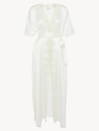 White silk long robe