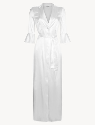 White silk long robe