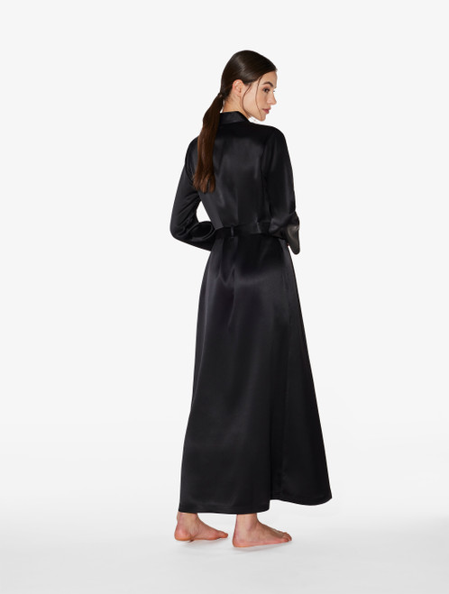 Black silk long robe