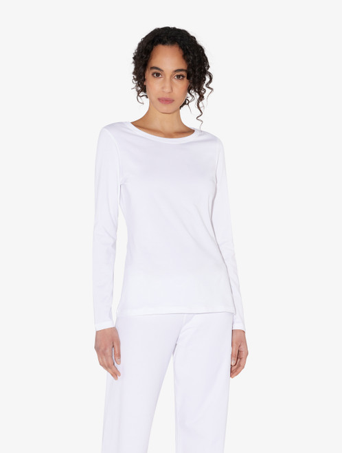 White cotton long-sleeved top