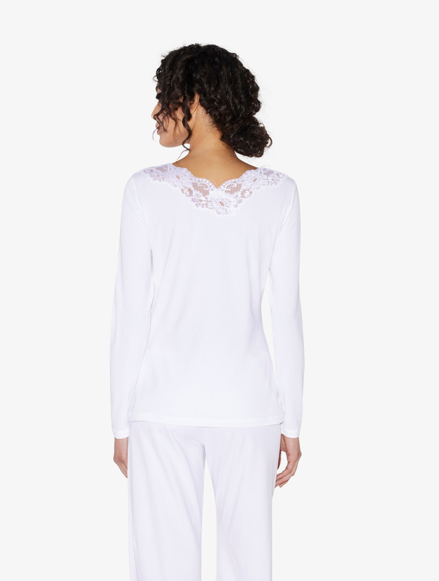 White cotton long-sleeved top