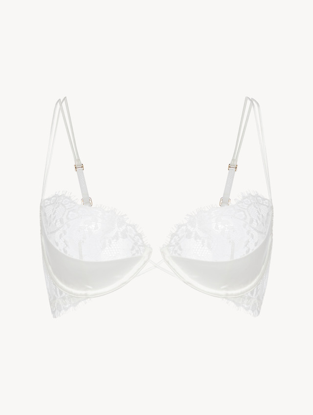 Leavers Lace Underwired Balconette Bra in Off-White | La Perla