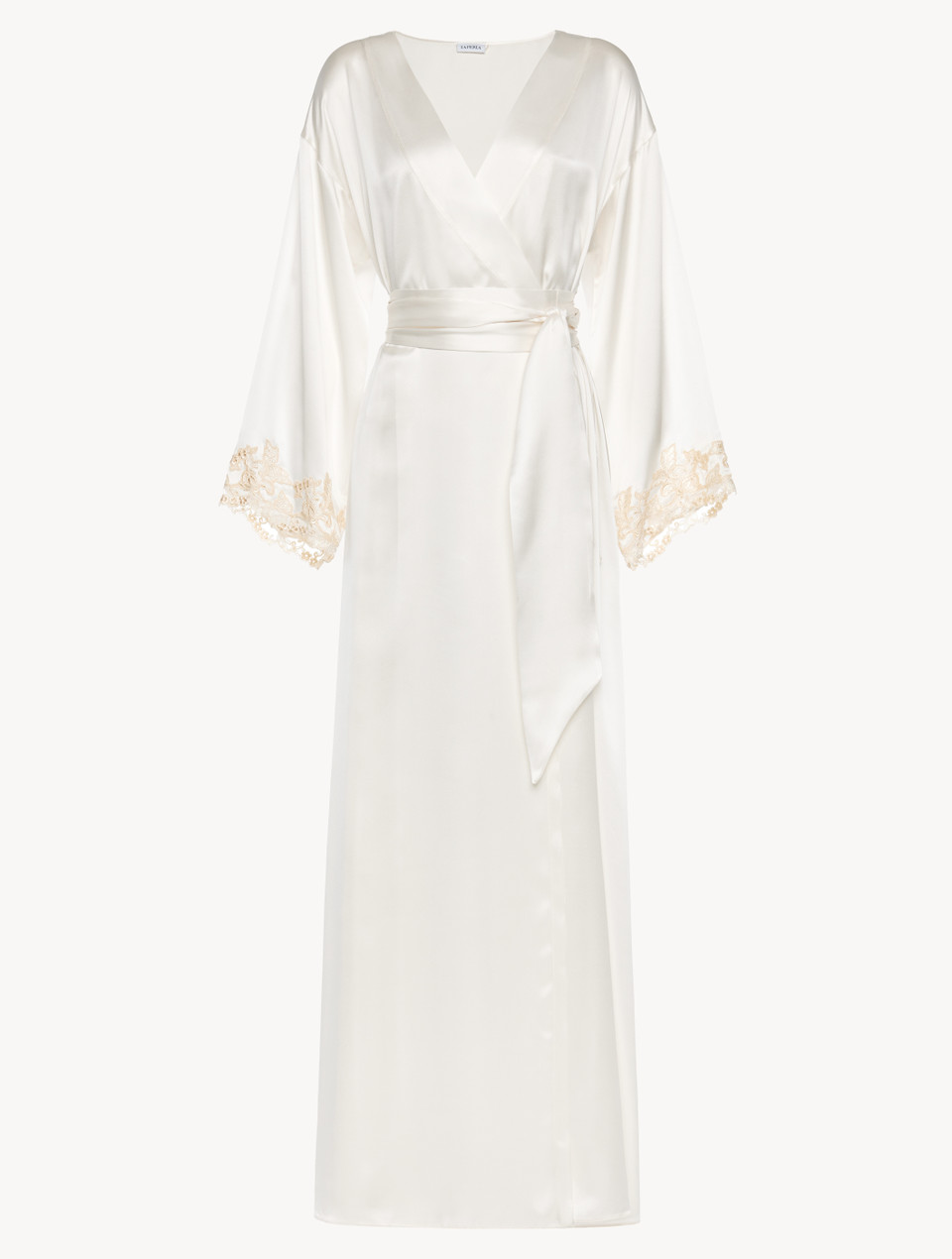 White silk long robe