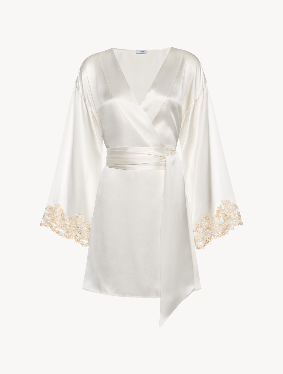 Luxury Silk Short Robe in White | La Perla