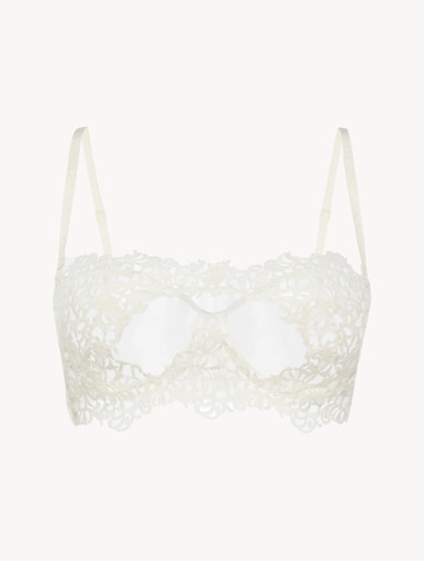 Underwired bra with macramé in off-white - La Perla - US
