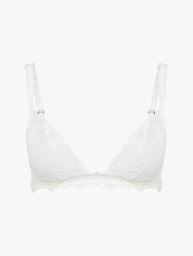 Soft Triangle Bra in Off White with Leavers lace | La Perla