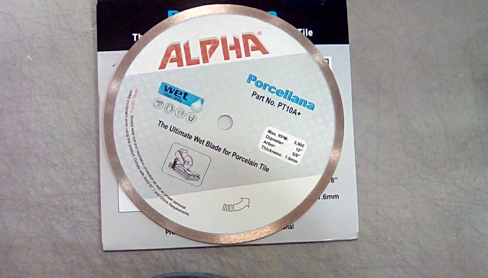 ALPHA Porcellana Wet Blade for Porcelain Marble Granite Tile PT10A+ 10 ...