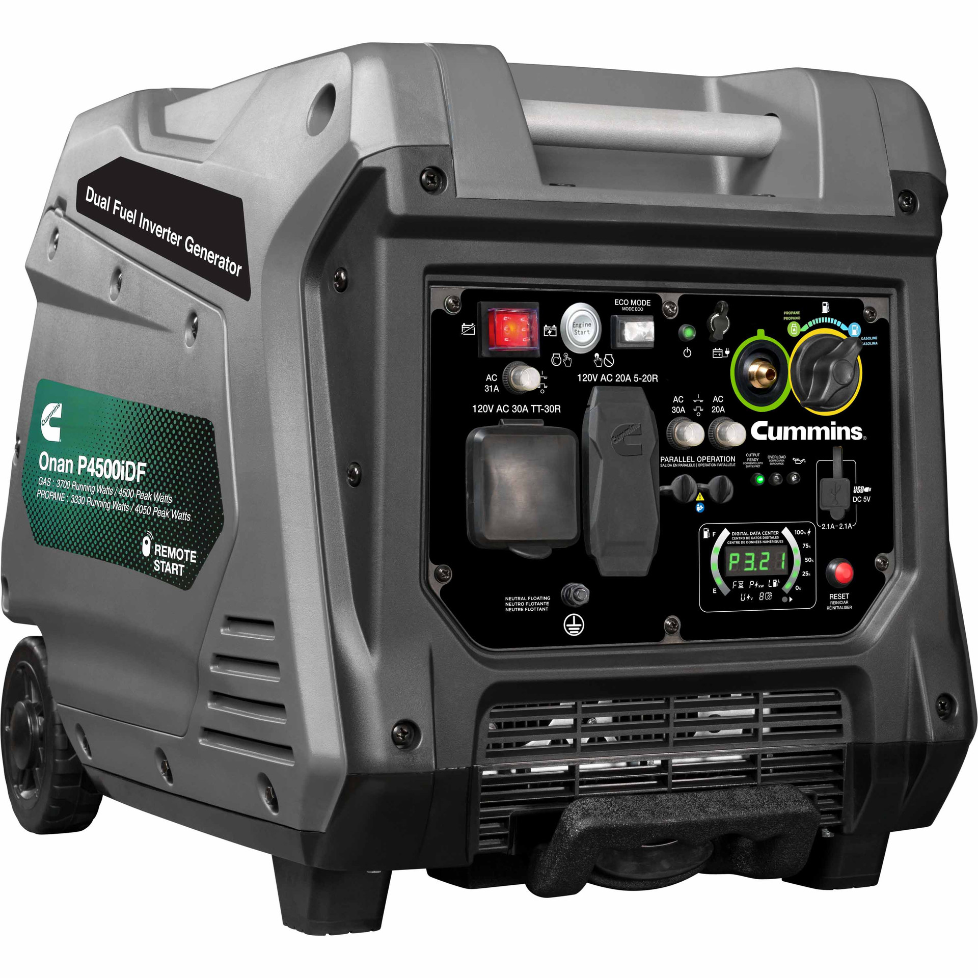 Cummins Onan P4500idf | 3700W Dual Fuel Portable Inverter Generator ...