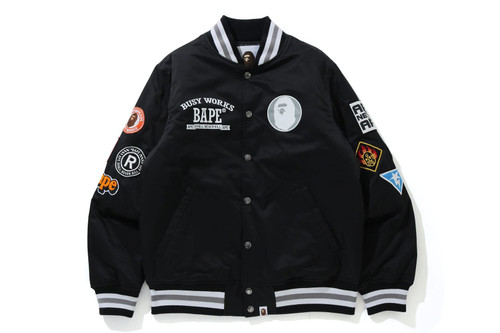 BAPE JACKET ARCHIVE PATCH PUFFER NYLON VARSITY JACKET
