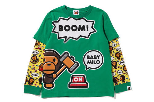 BAPE CUT AND SEWN BABY MILO SPEECH BALLOON LAYERED L/S TEE