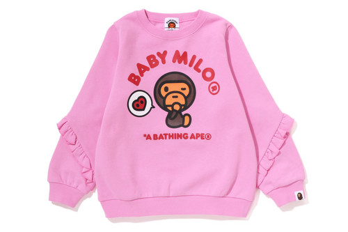 BAPE CUT AND SEWN BABY MILO HEART FRILL CREWNECK