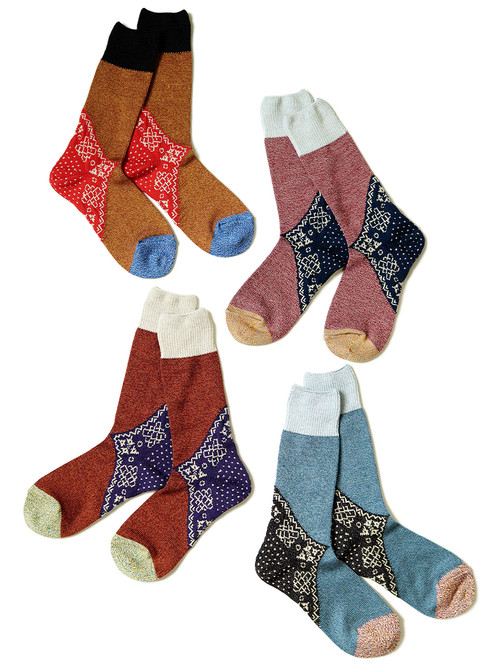 KAPITAL Socks 96 Wool Heel Bandana Socks
