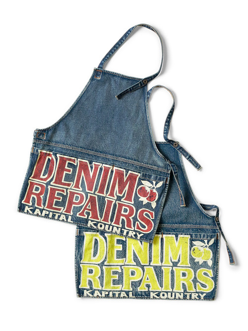 KAPITAL GOODS 13Oz Denim Damaged Apron (DENIM REPAIRSpt)