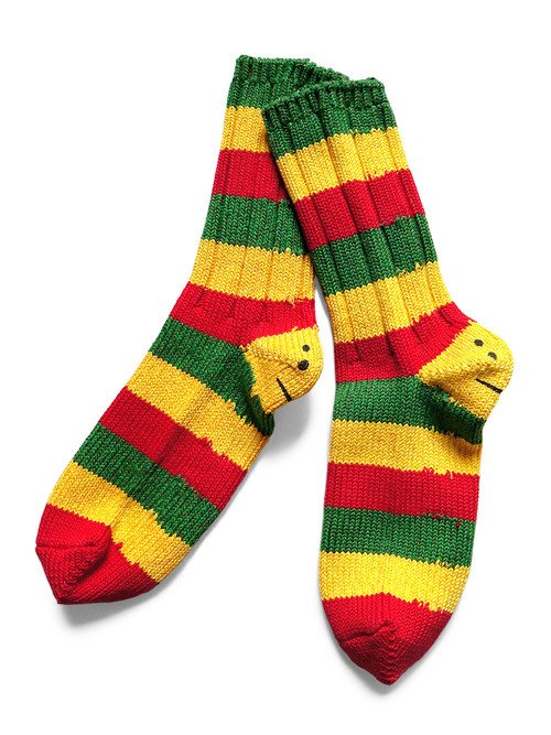 KAPITAL Socks 56 Rasta RAINBOWY HAPPY HEEL Socks