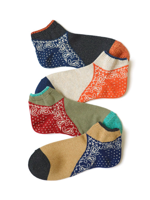KAPITAL Socks 96 Heel Paisley Bandana Ankle Socks
