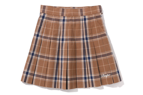 SKIRT+ONE PIECE BAPE EMBROIDERY CHECK PLEATED SKIRT