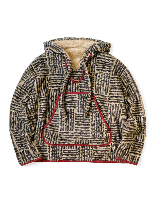 KAPITAL Sweat Shirt Hacksaw Block Pattern Fleece Baja Hoodie