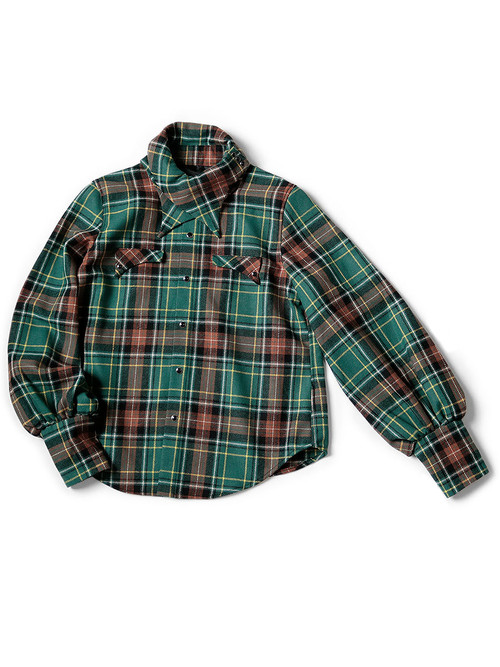 KAPITAL Shirt (Long Sleeve) Tartan Check Layered Collar Opera Western Shirt