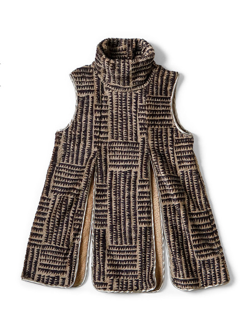 KAPITAL Vest Hacksaw Block Pattern Fleece Octopus Vest