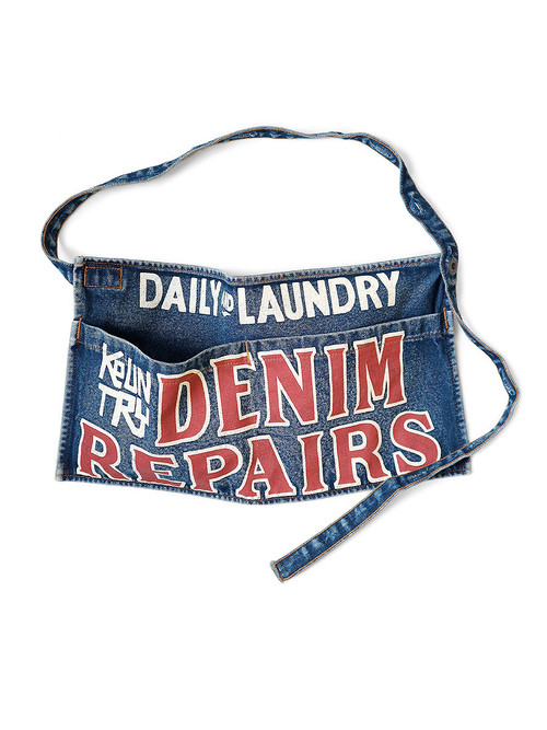 KAPITAL GOODS 13Oz Denim Damaged Short Apron (DENIM REPAIRSpt)