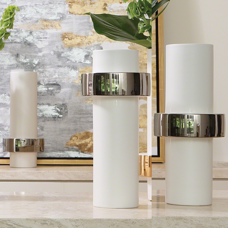 Global Views Silver Ring Vase - Low | Interior HomeScapes