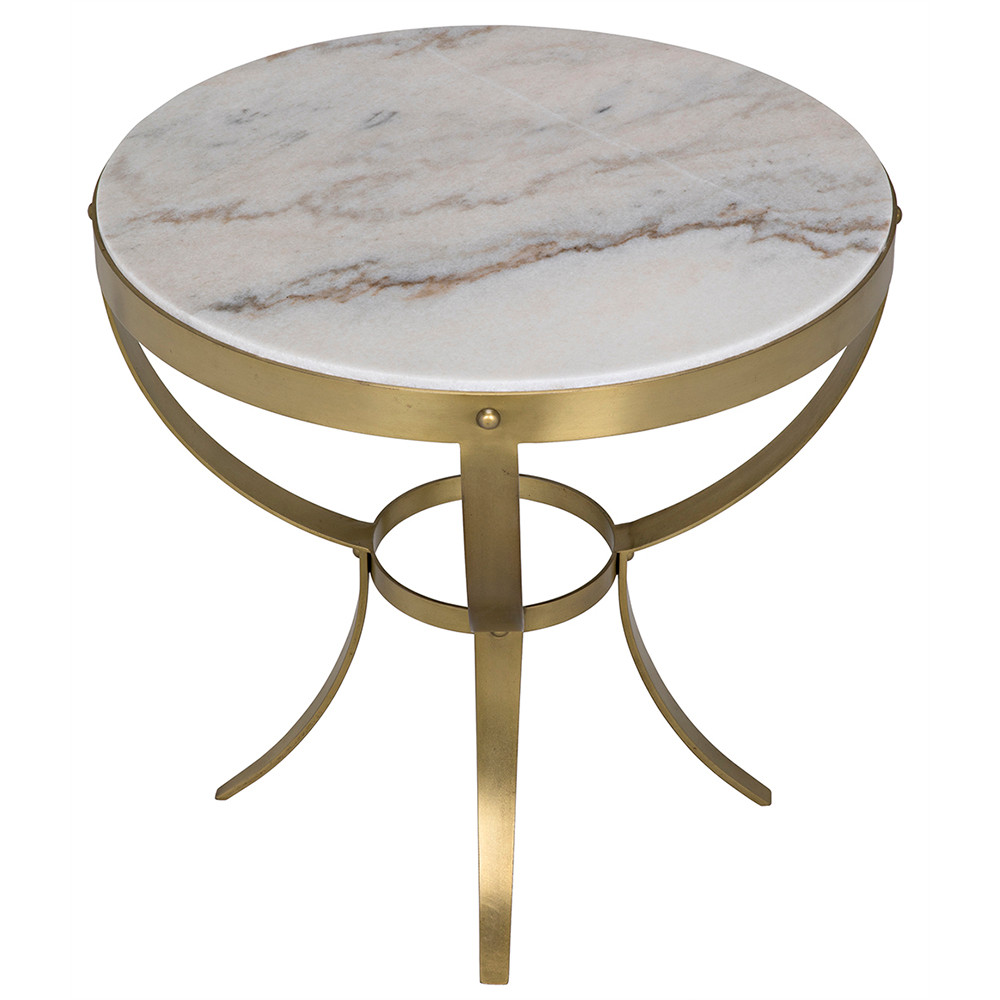 Noir Edith Adjustable Side Table - Large - Antique Brass Finish