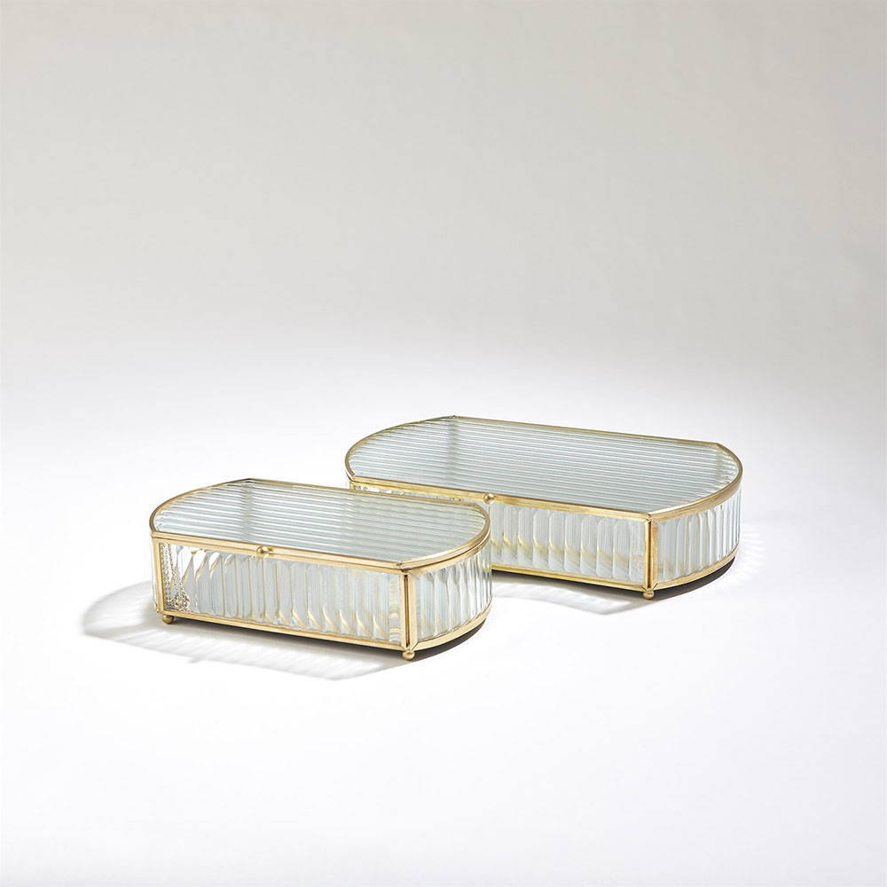 Global Views Reeded Glass Box - Clear - Sm