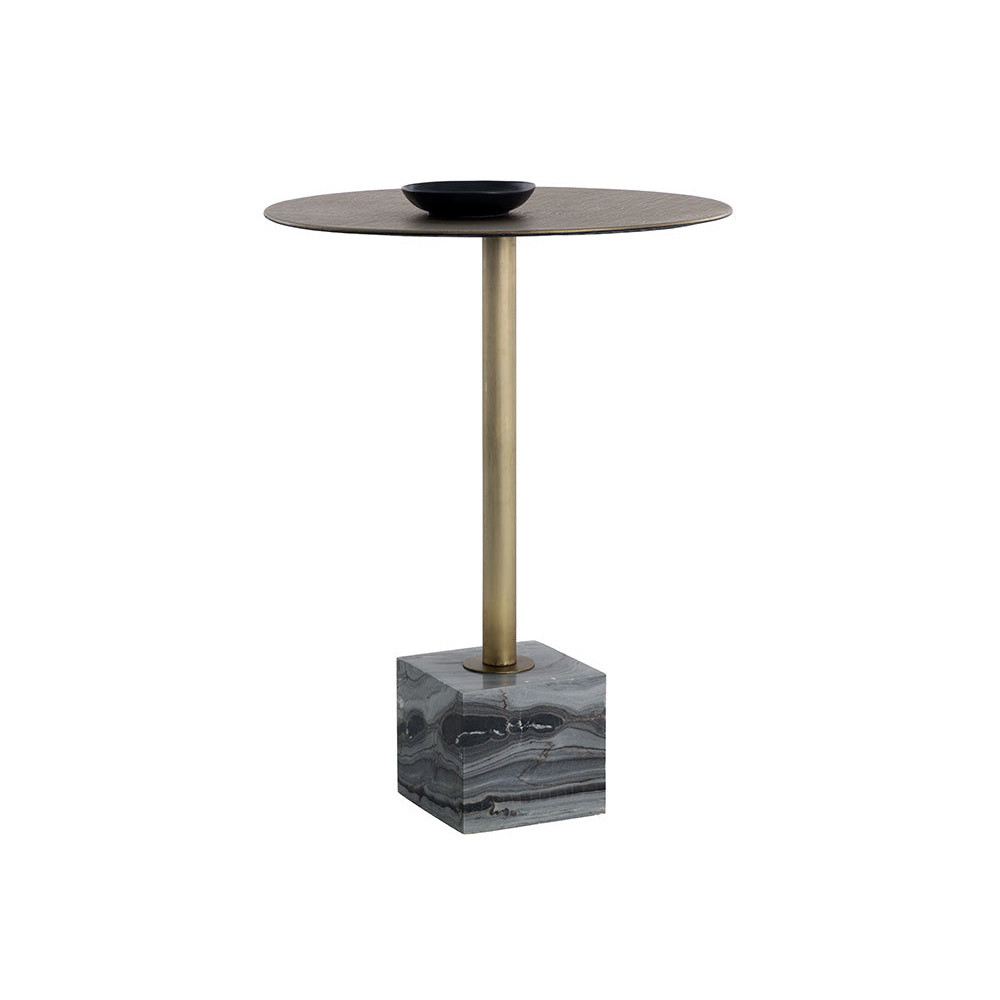 Sunpan Monaco Dining Table - Gold - Grey Marble / Charcoal Grey - 48"