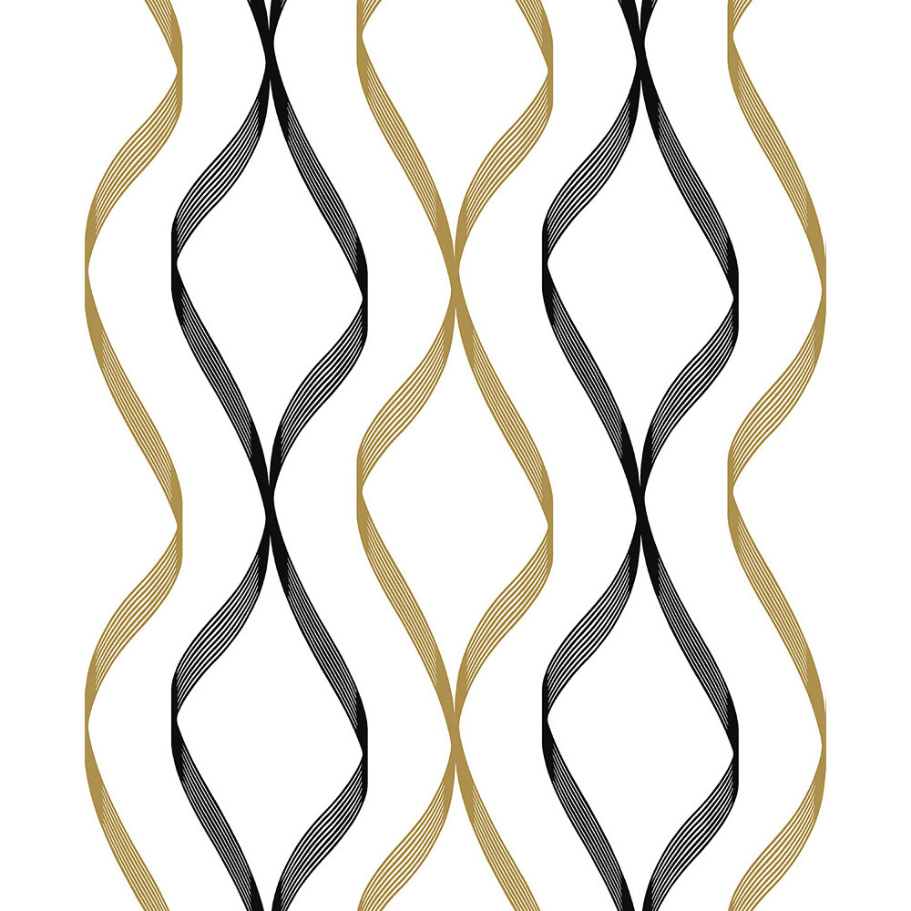 NextWall Deco Geometric Arches - Ebony & Metallic Gold
