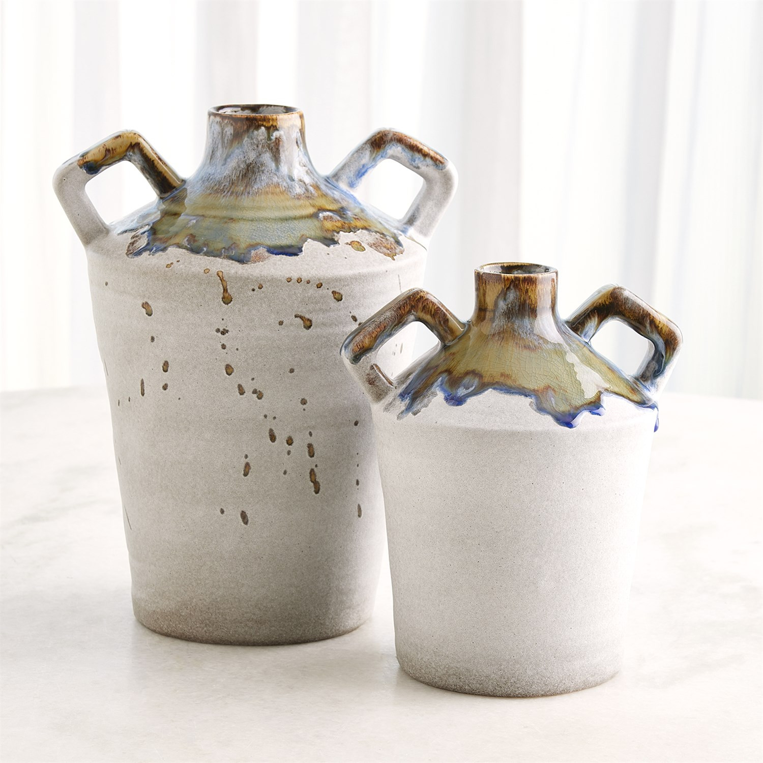 Studio A Volcan Handled Jar - Grey - Reactive Green - Sm