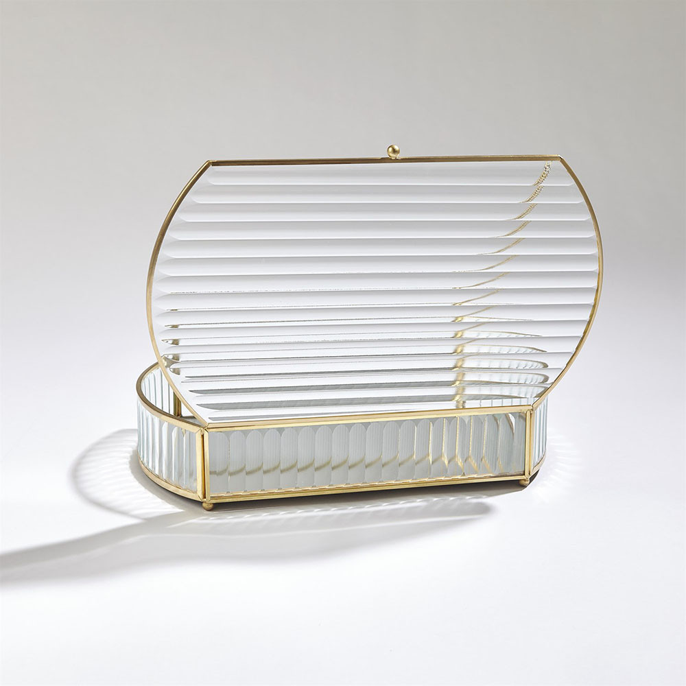 Global Views Reeded Glass Box - Clear - Sm