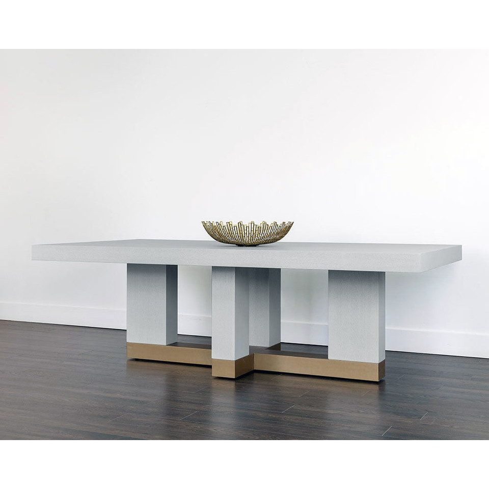 Sunpan Monaco Dining Table - Gold - Grey Marble / Charcoal Grey - 48"
