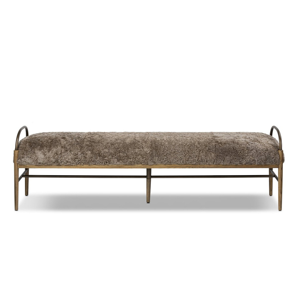 Amber Lewis x Four Hands Demi Accent Bench - Beige Shearling