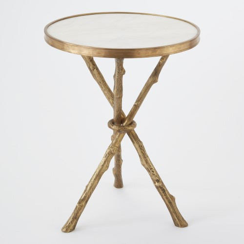 Global Views Twig Table - Brass & White Marble | Interior HomeScapes