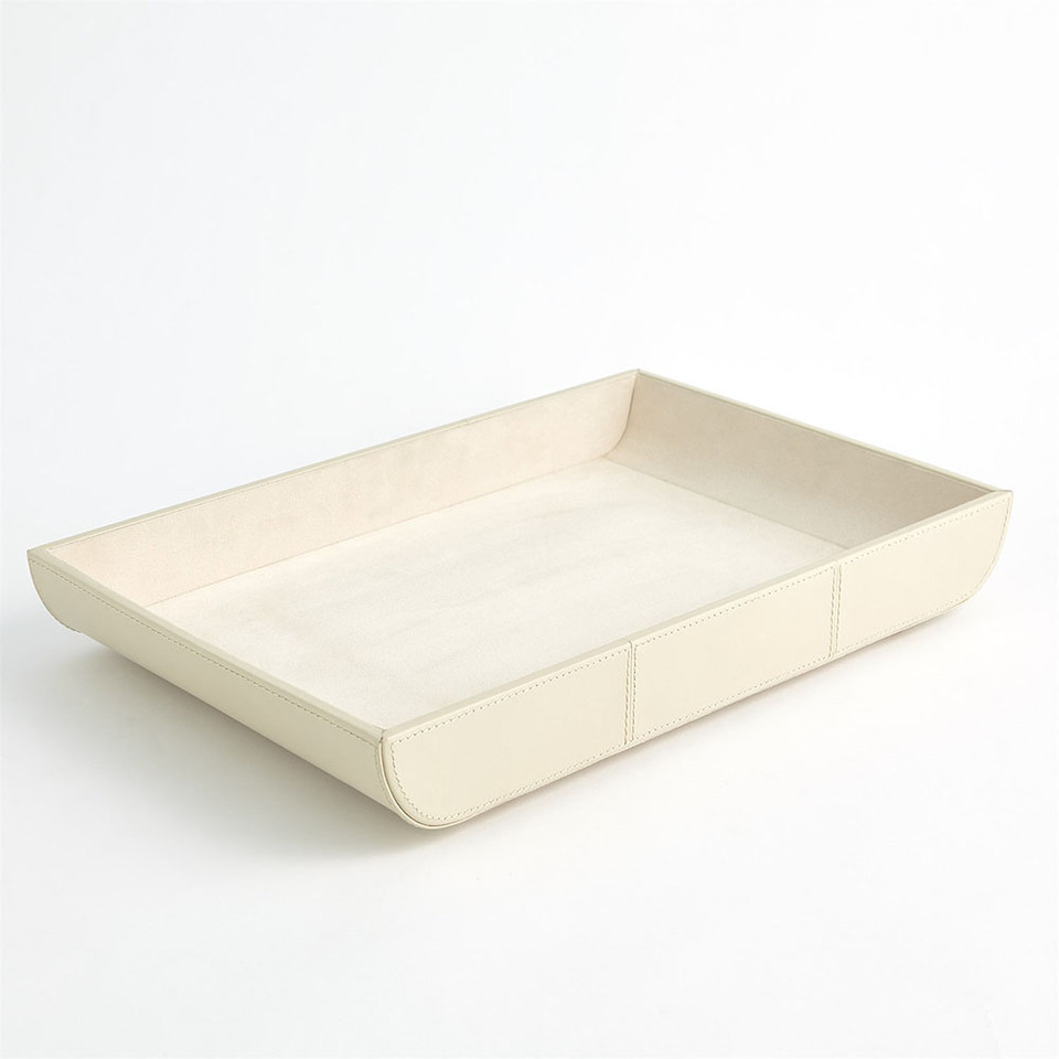 Global Views Curved Corner Tray - Ivory