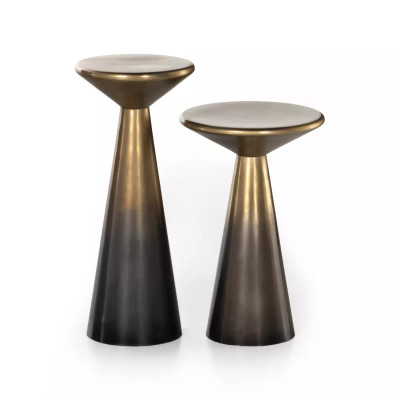 Four Hands Cameron Accent Tables, Set Of 2 - Ombre Antique Brass