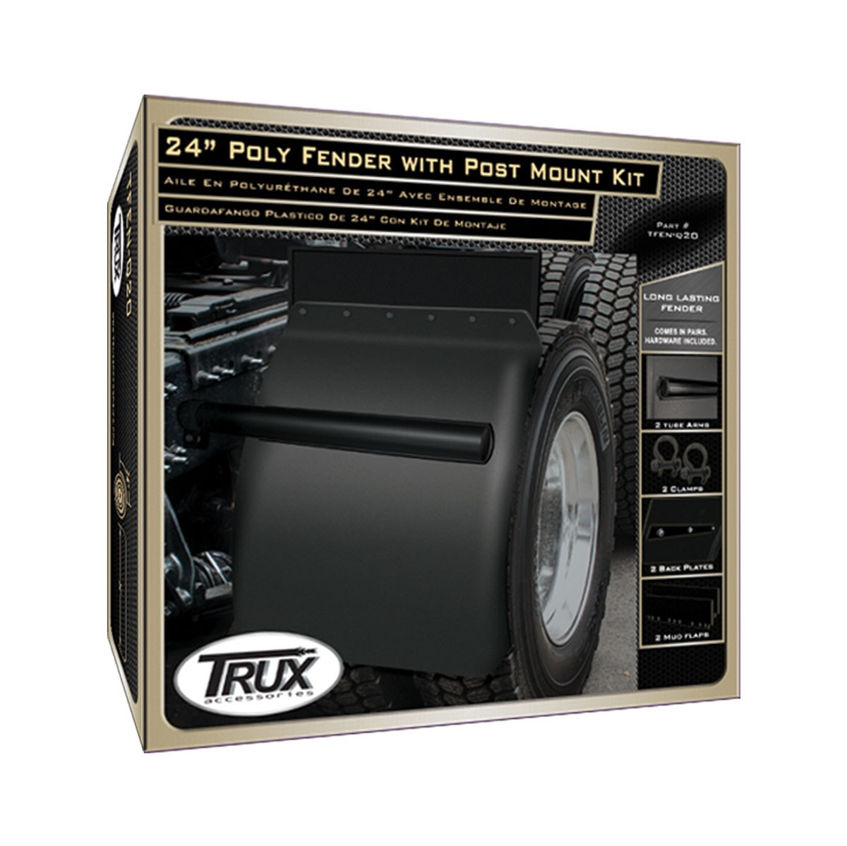 24" Poly Quarter Fender Kit with Rolled Edge