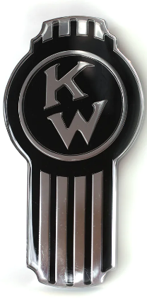 Kenworth Hood Emblem Engraved Old Style - Black/Chrome