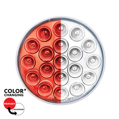 19 LED 4" Round Double Fury Light with Clear Lens - Red/White