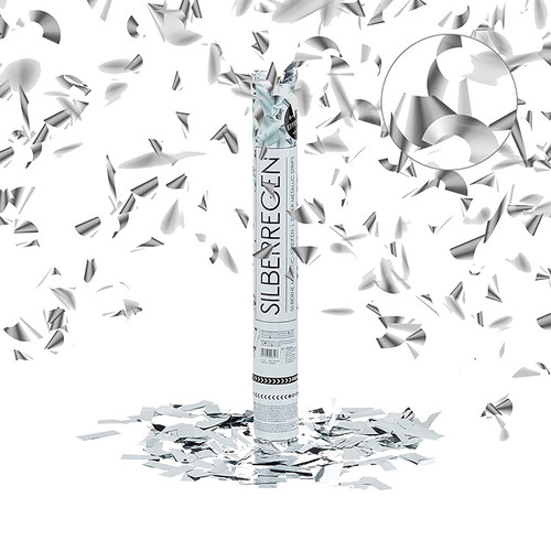 12" Silver Metallic Confetti Poppers - Nightlife Supplier