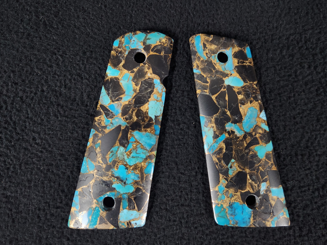 1911 Grips Turquoise & Obsidian w/ El Ray knife - Clay Shooters Supply