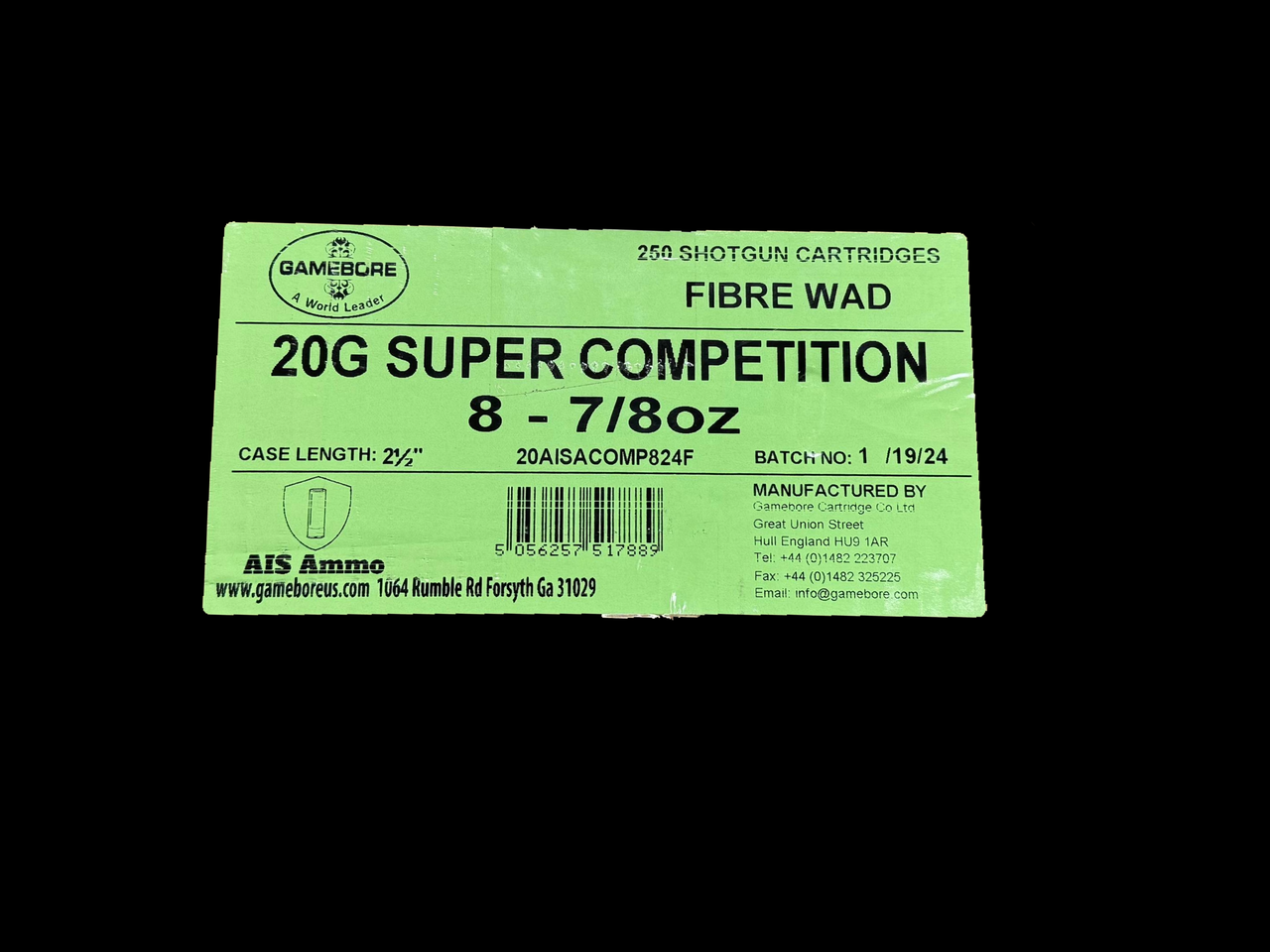 GAMEBORE Super Competition -20ga 7/8oz 2.5" 1200fps #8 - Fibre Wad ...