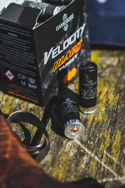 GAMEBORE VELOCITY BLACK 12ga 3/4oz 2.5" 1190fps #8 - FIBRE WAD - FLAT ...