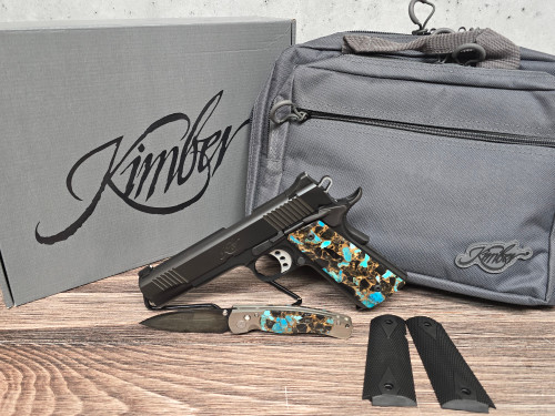 Kimber Custom II .45acp 5" w/ Turquoise & Obsidian Grips & Knife - Clay ...