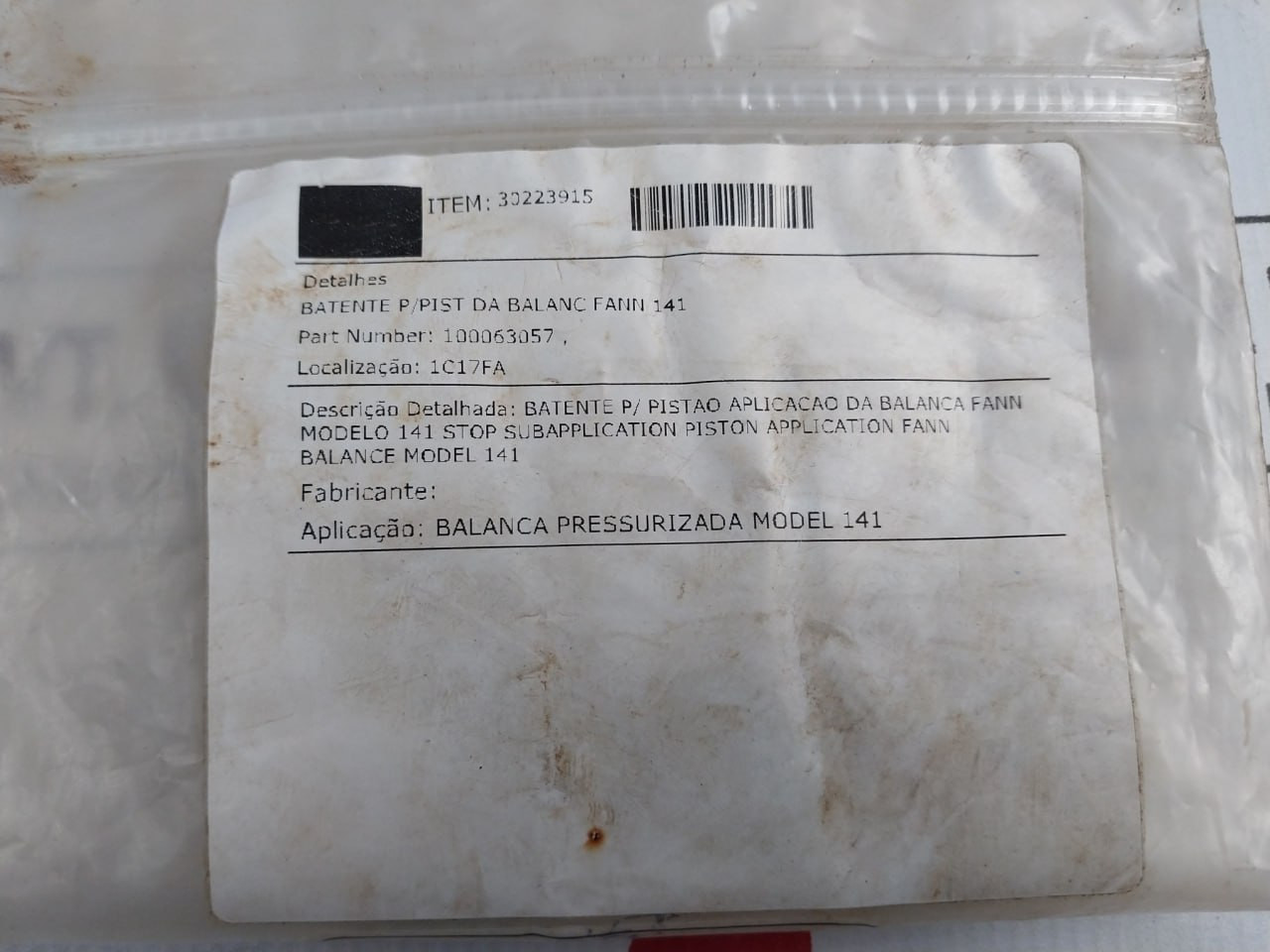 Fann Instrument 100063057 C Piston Plunger Brass