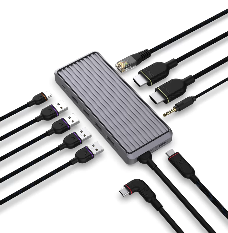 UNISYNK USB-C Dual Screen 1 to 10 Docking Hub Grey