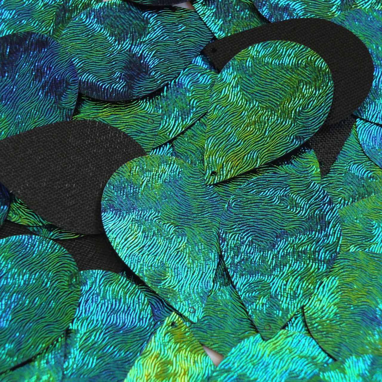 Teardrop Sequin 1.5" Van Gogh Starry Night Blue Green Embossed Swirl ...