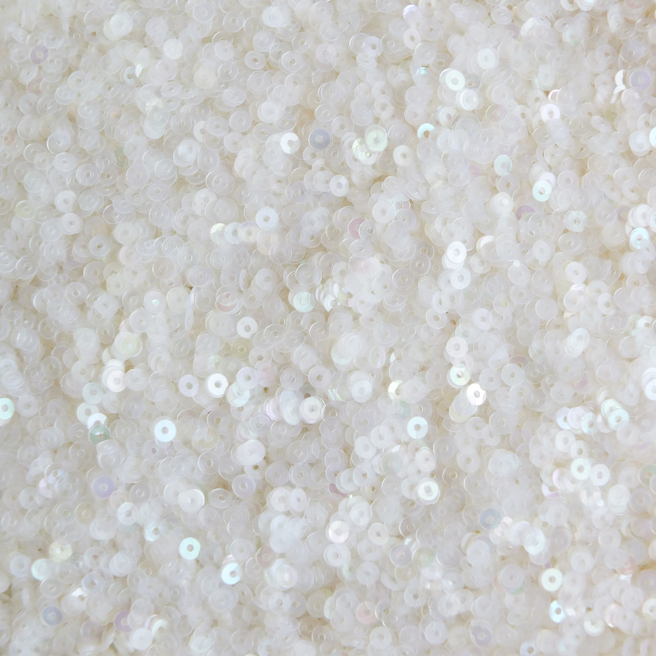 3mm Sequins Crystal White Semi Frost Rainbow - SequinsUSA